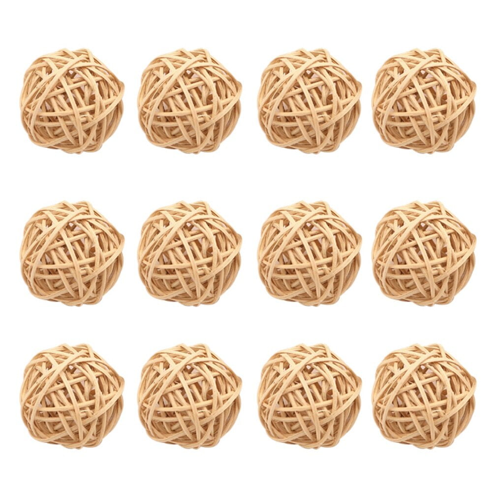 Baywell 12pcs Natural Wicker Balls Decorative Rattan Balls DIY Craft ...