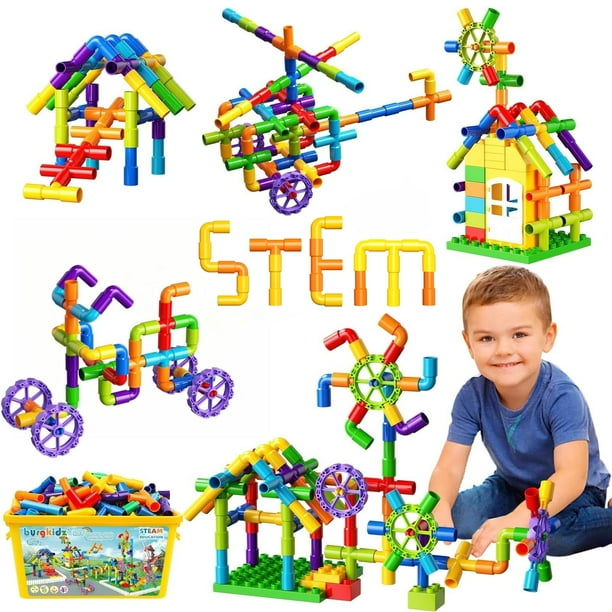 Juguetes de aprendizaje Building Blocks burgkidz STEM Pipe Tube 3 ...