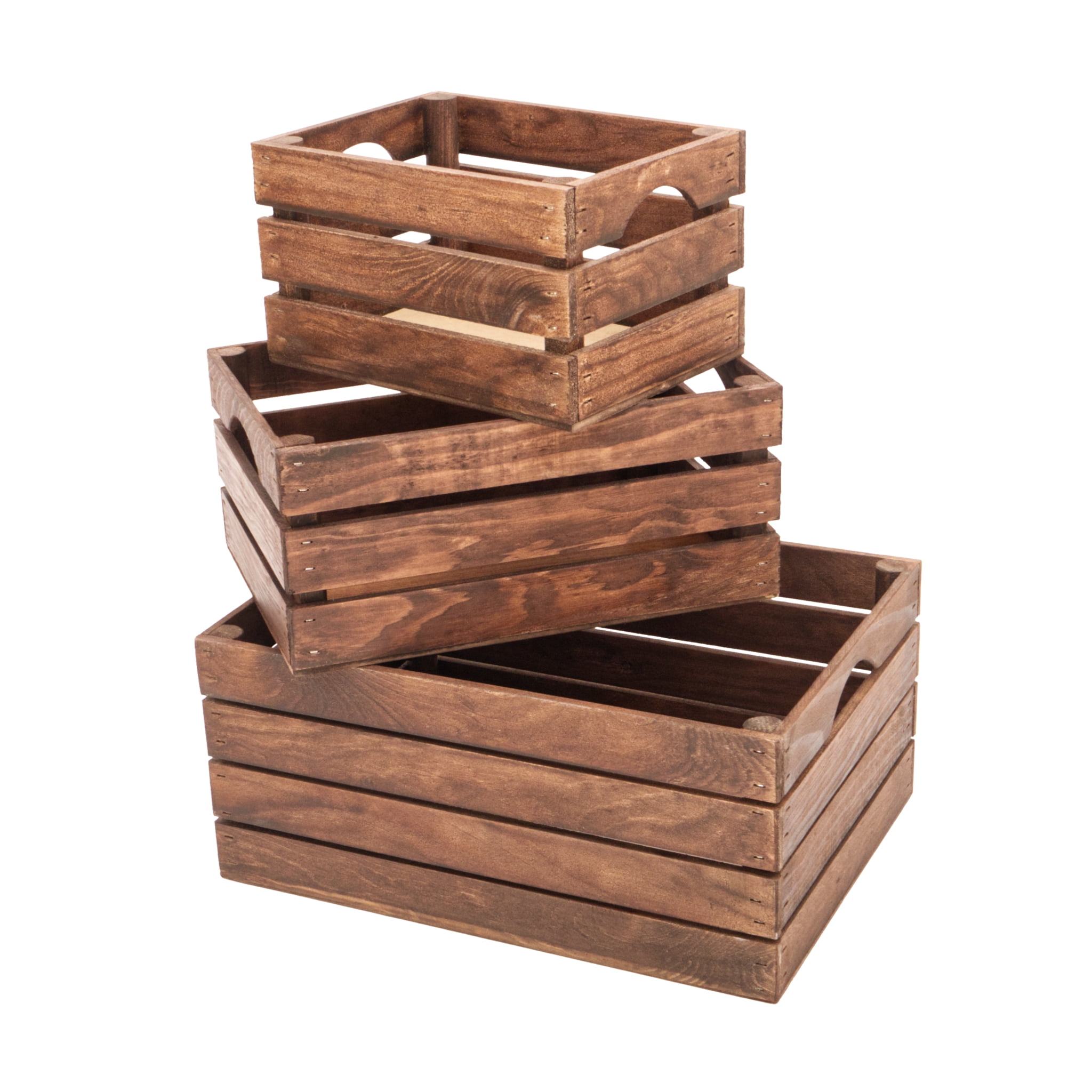 Rustic Wood Crates For Decorative Display Nesting Crate Set For Storage And Farmhouse Style