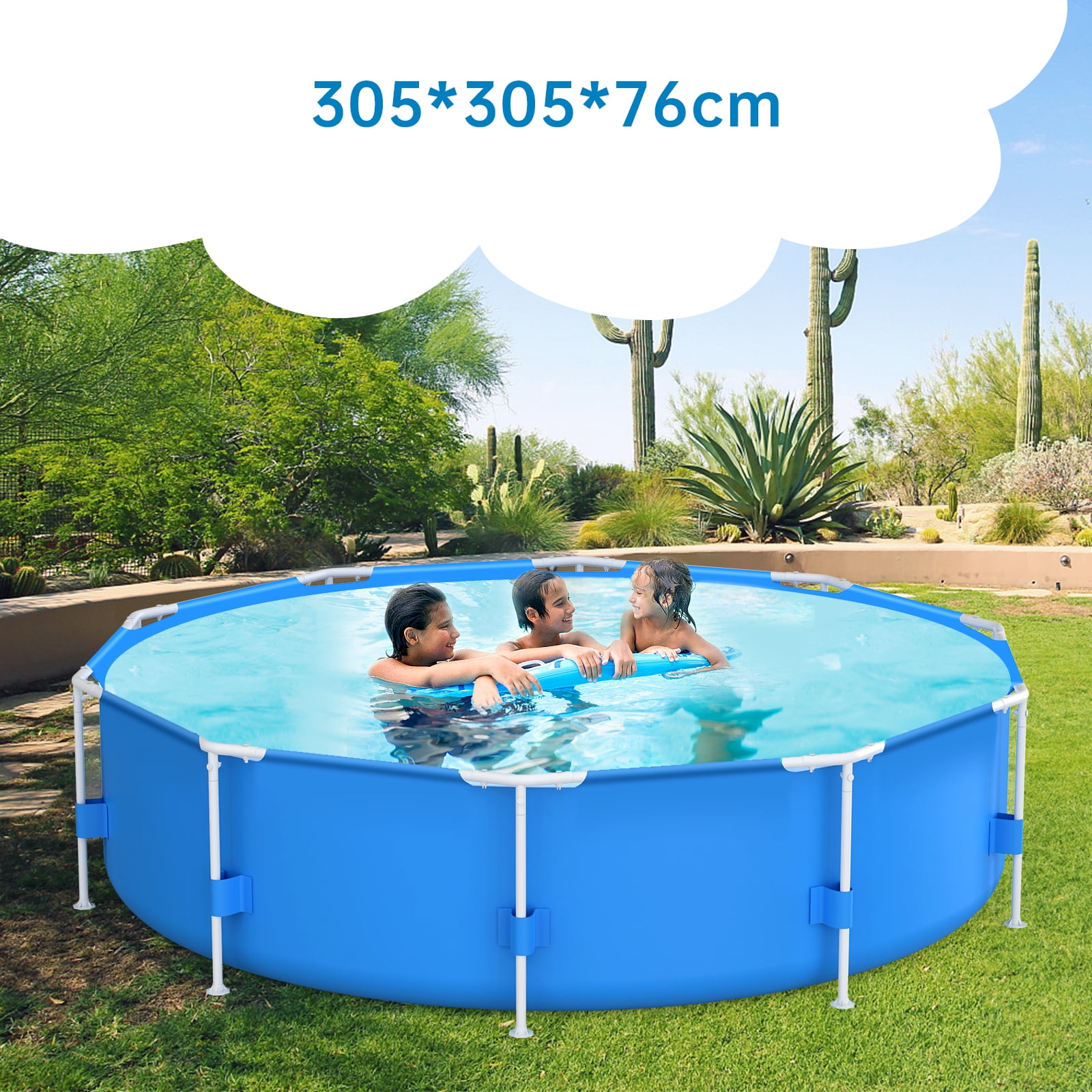 Outdoor Round Frame Above Ground Swimming Pool Set with Skimmer Filter ...