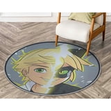 Well Woven Miraculous Ladybug Double Face Cat Noir Gray 5'3" Round Rug ...