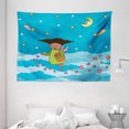 Angel Wings Tapestry, Kid Angel with Hearts above Night Clouds Moon ...