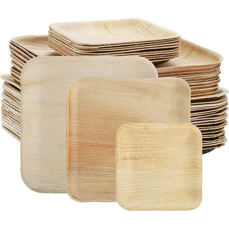 FanShow 40 Pack Palm Leaf Plates - 6 & 9 & 10 Inch Disposable Square ...