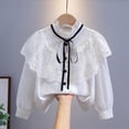 AVRNLIQ Girls White Cotton Long Sleeve Blouse with Detachable Bow Tie ...
