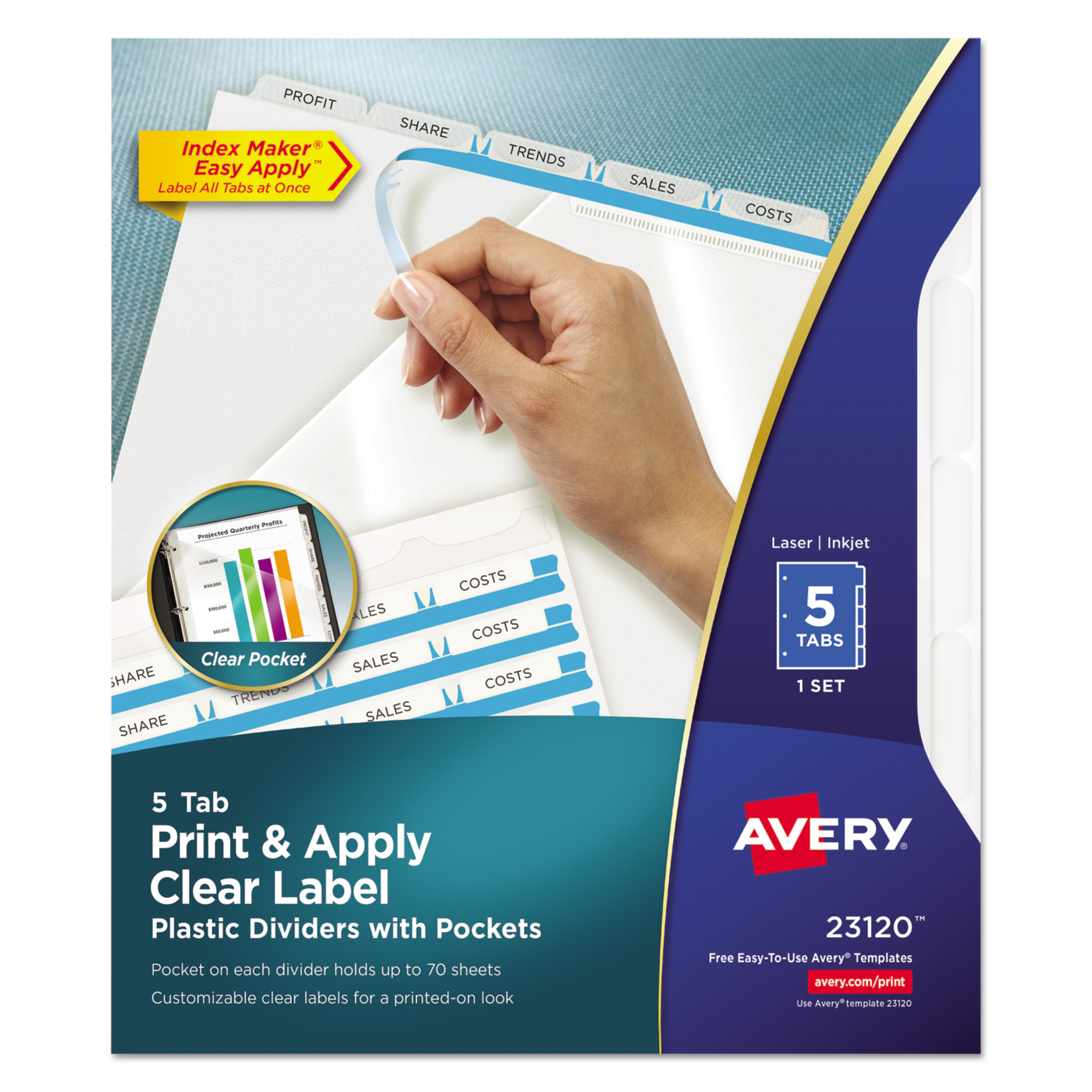 Avery Print Apply 1 Pocket Index Maker Clear Label Plastic Dividers Avery Print Apply 1 Pocket Index Maker Clear Label Plastic Dividers