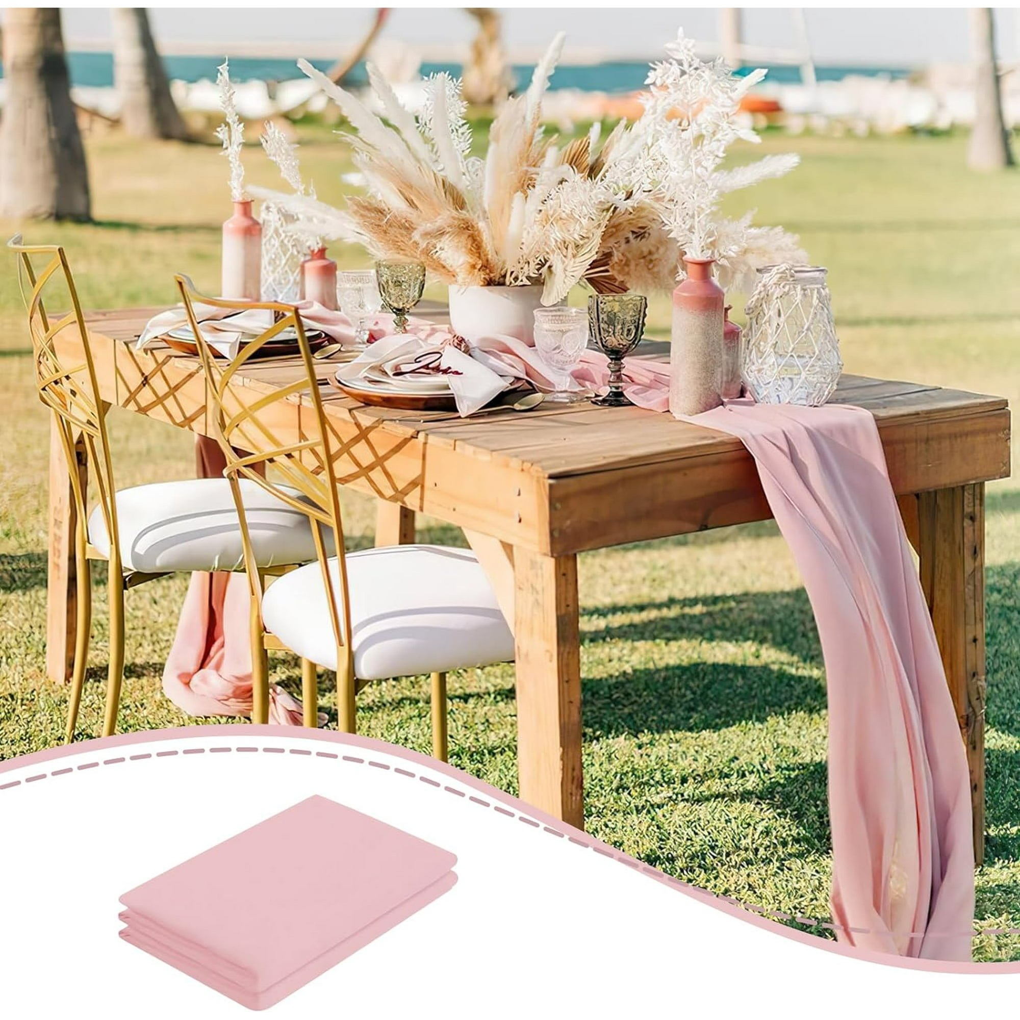 Click here for Unbranded 10ft Dusty Rose Chiffon Table Runner 27x... prices