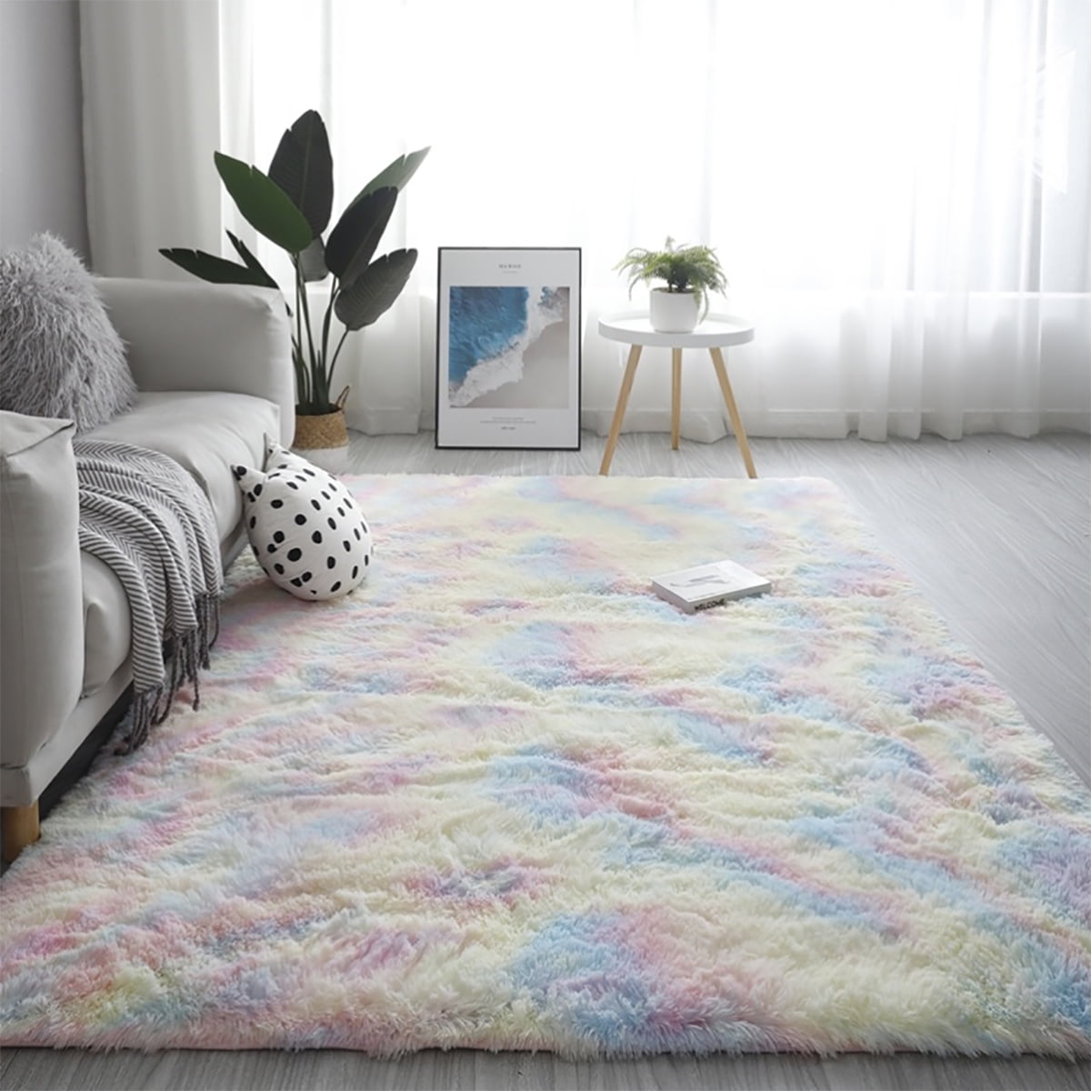 Multi-size Modern Tie-Dye Soft Fluffy Large Shaggy Rug for Bedroom ...