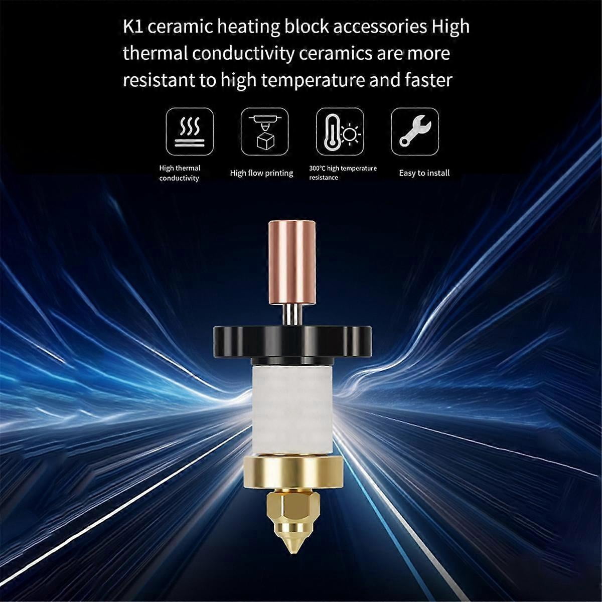 For K1 / K1 Max Hotend Kit Ceramic Heating Block Nozzle 300C Extruder ...