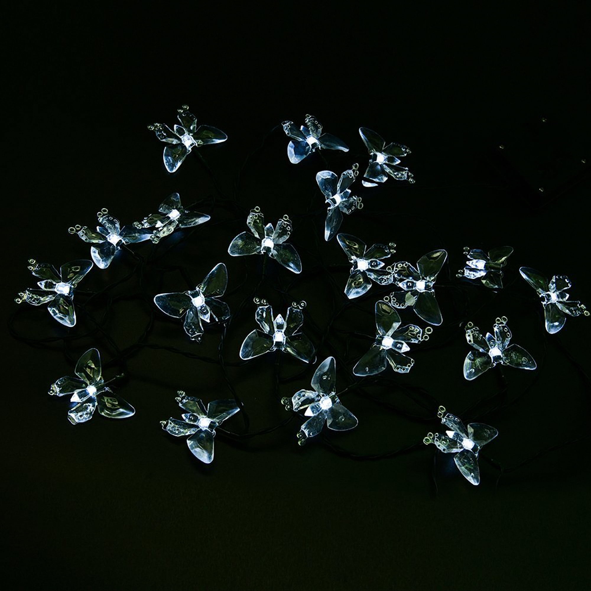 Dteck 20 LED Outdoor Butterfly Solar String Light Colorful Lights ...