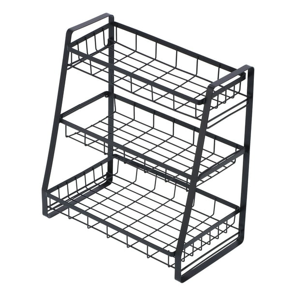 Seasoning Rack, Carbon Steel Countertop Wall Mount Spice Rack 3 Layers ...