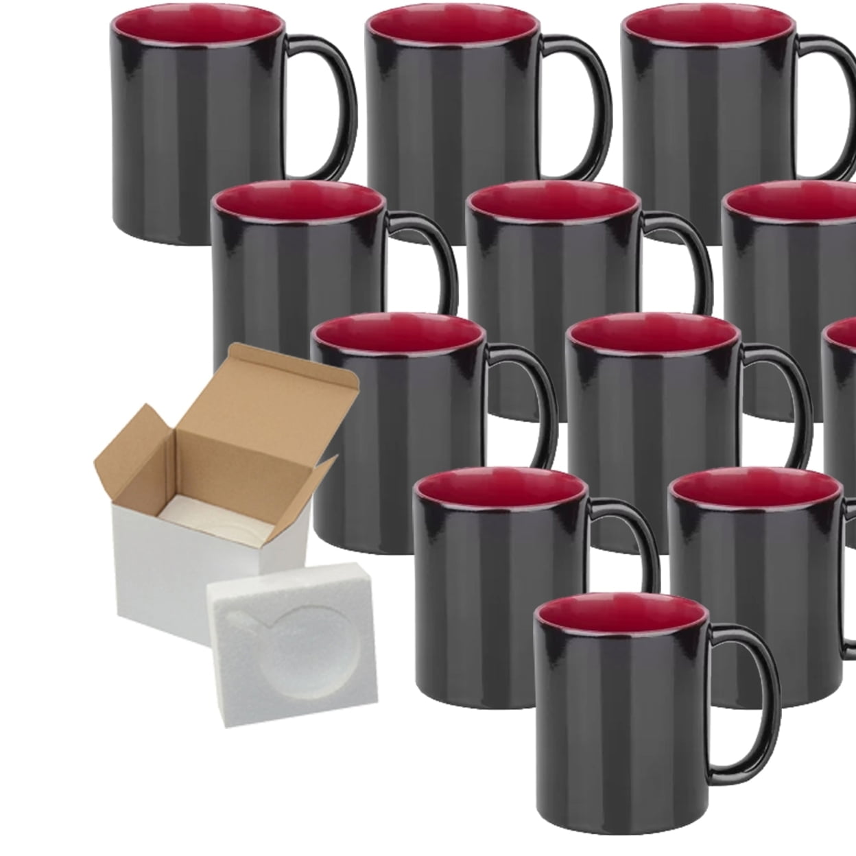 MUGSIE 12 Pack 11oz Red Inner Magic Color Charging Sublimation Mugs ...