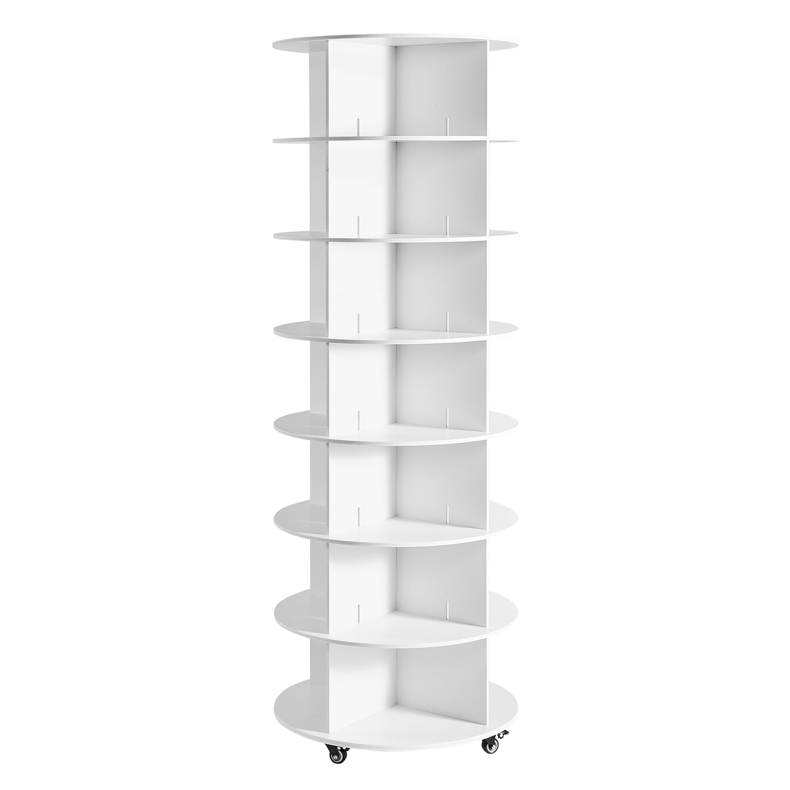 Kffkff 7 Tiers Rotating Shoe Rack Tower With Wheels  Movable 360° Spinning Carousel Display  Lazy Susan Organizer Closet Shelf For Living Room  Entryw