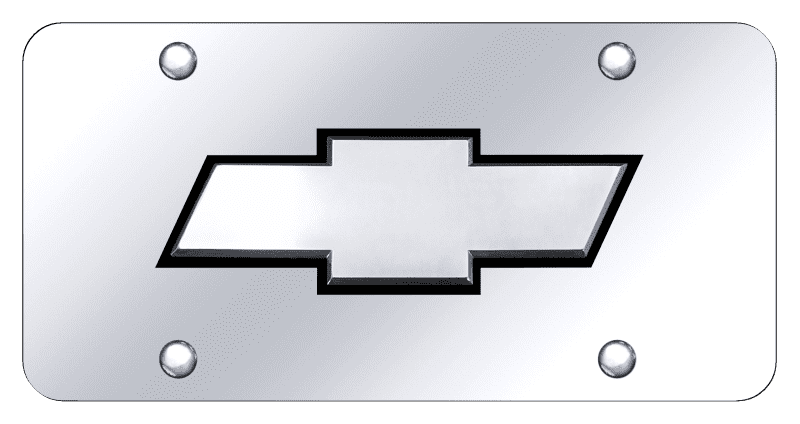 Au-TOMOTIVE GOLD Chevy (New) Logo Black/Chrome on Chrome Plate ...