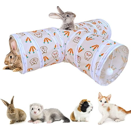 Tatum88 Bunny Tunnel Rabbit Tunnle Tubes Collapsible 3 Way Rabbit Toy ...