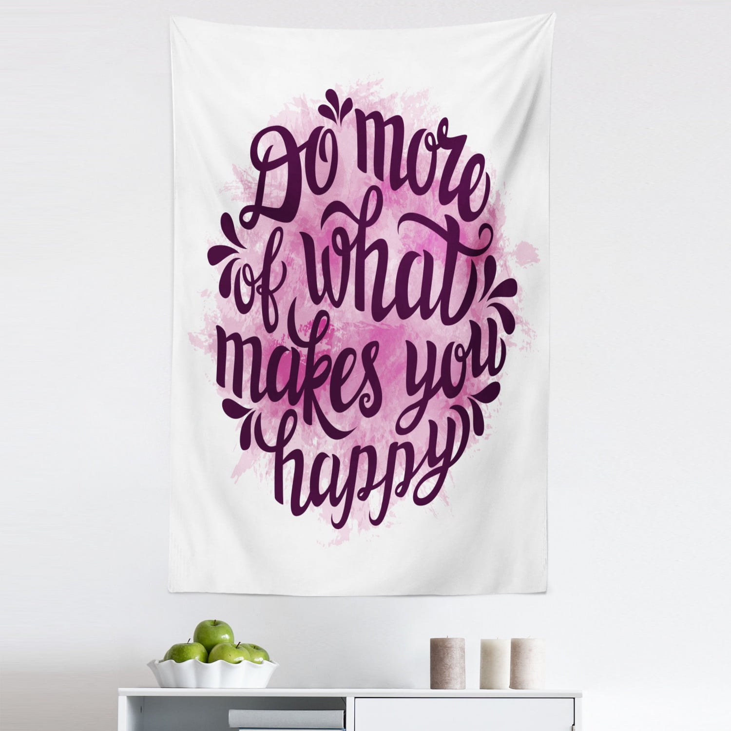 Saying Tapestry, Do More of What Makes You Happy Slogan with Watercolor ...