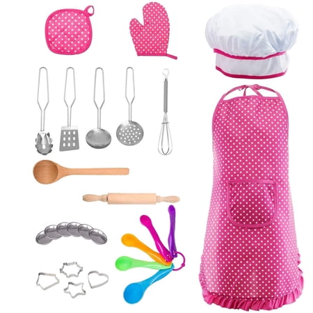 Kids Cooking and Baking Chef Set - 24 Pcs Includes Apron, Chef Hat ...