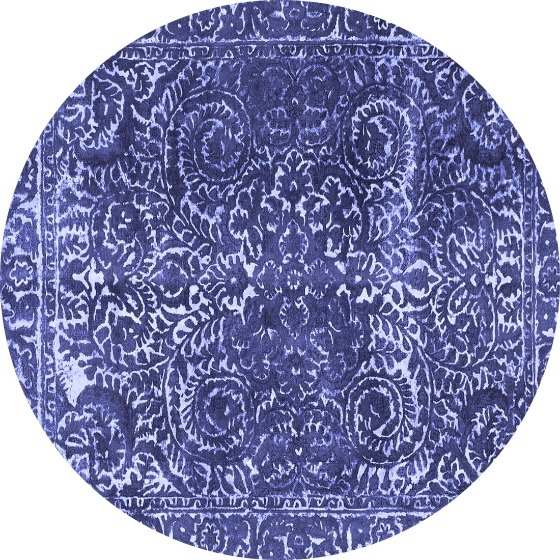 Ahgly Company Indoor Round Abstract Blue Modern Area Rugs, 4' Round ...
