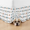 Birds on the Wire Teal Grey Orange Bed Skirt Bed Skirts California King ...