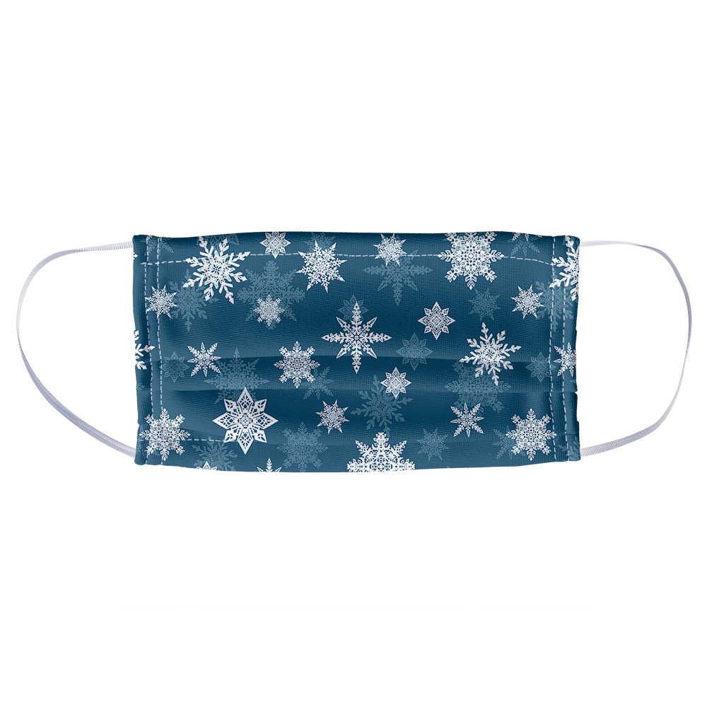 Snowflakes on Blue Tile Pattern 1-Ply Reusable Face Mask Covering ...