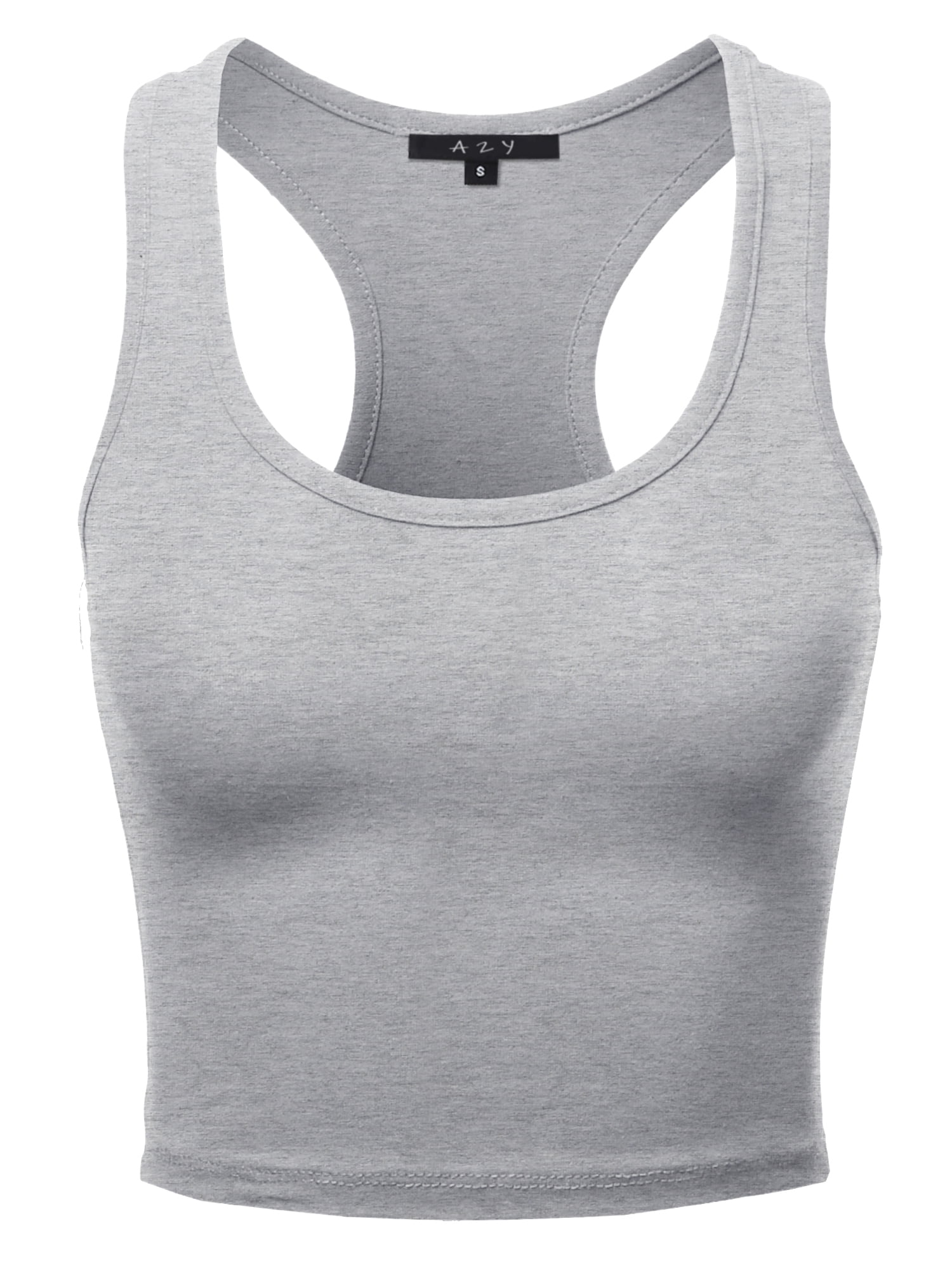 A2Y Women's Basic Cotton Casual Scoop Neck Sleeveless Cropped Racerback ...