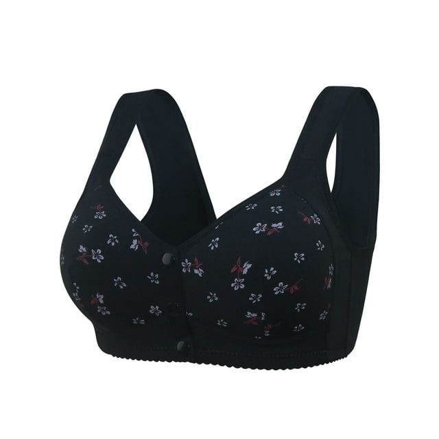 Zxzy Womens Full Coverage Front Button Bra Seniors No Underwire Push