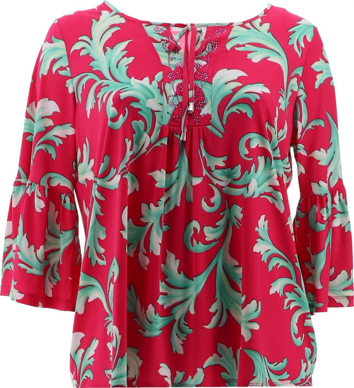 Susan Graver Passport Liquid Knit Tunic Embellish Womens A508723