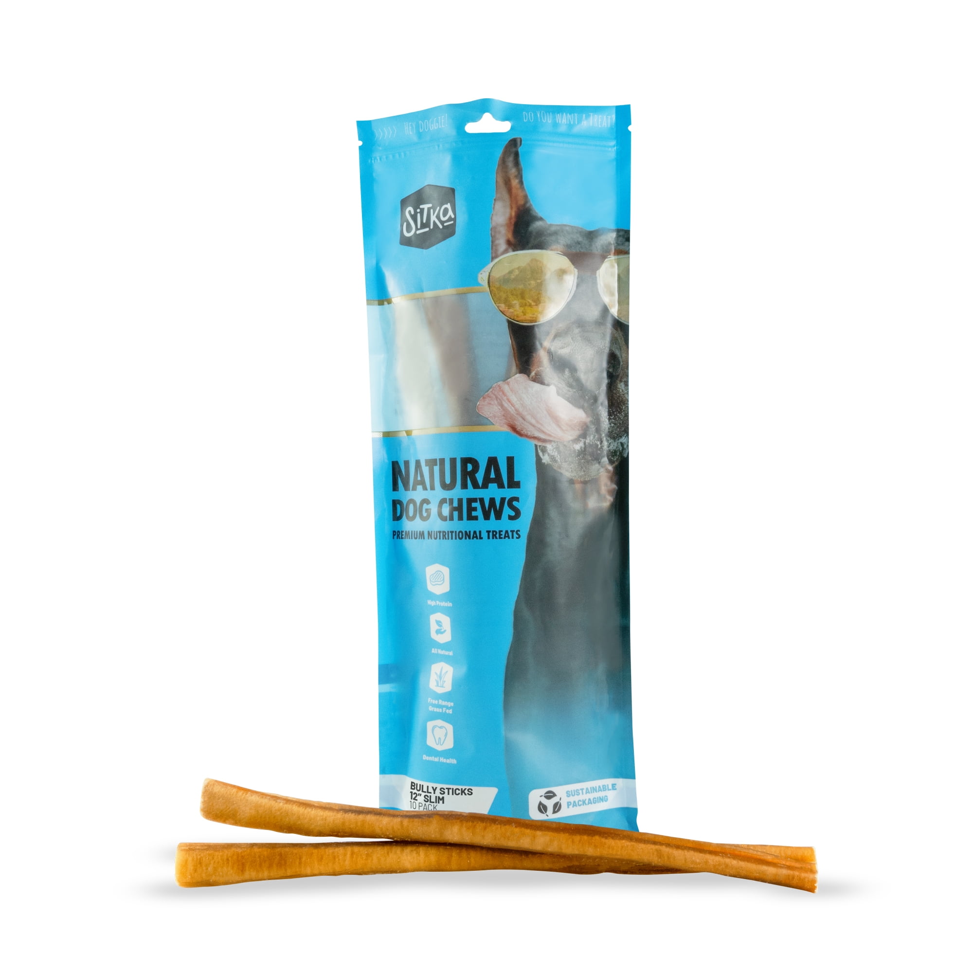 Sitka Farms Premium Bully Sticks Slim 12 inch Chew for Dogs (10 count ...