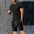 Aeguzox 2 Piece Outfit for Men Collar Short Sleeve Shirt with Contrast ...