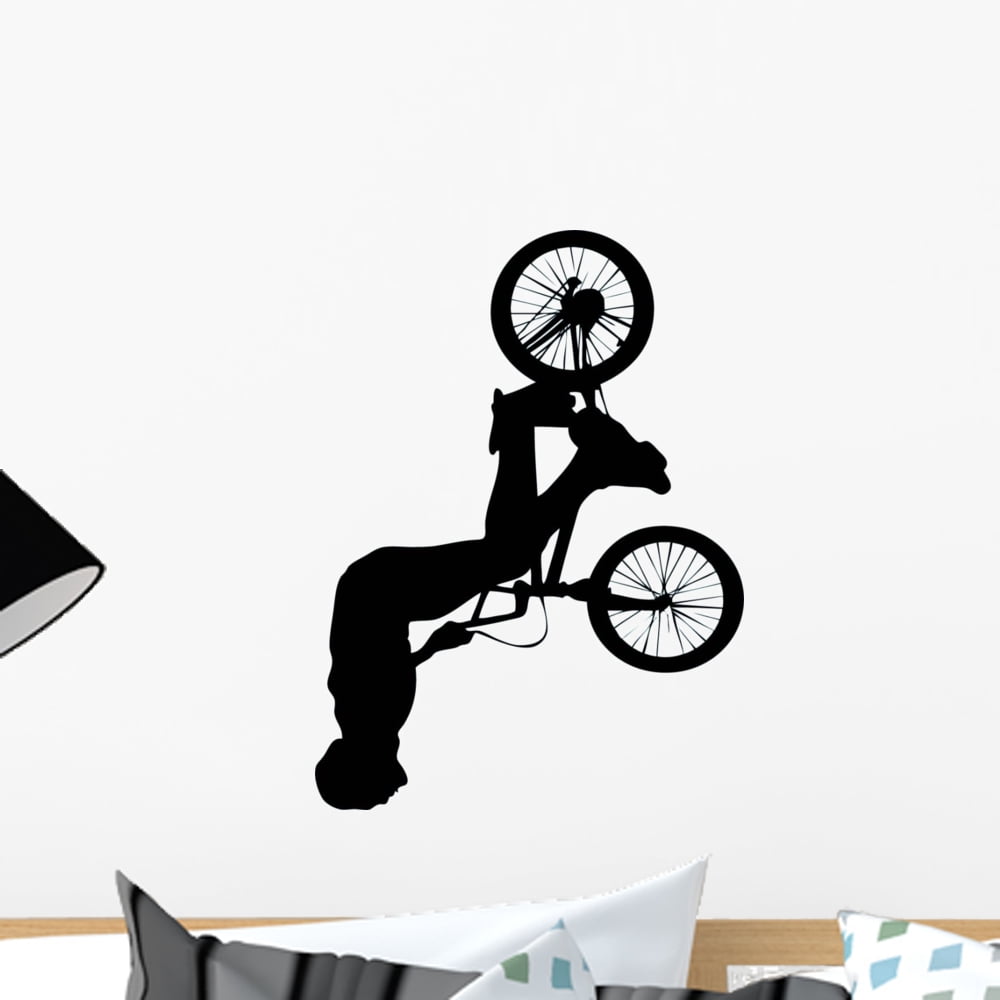 Spinning Jump Bmx Silhouette Wall Decal Sticker, Wallmonkeys Peel ...