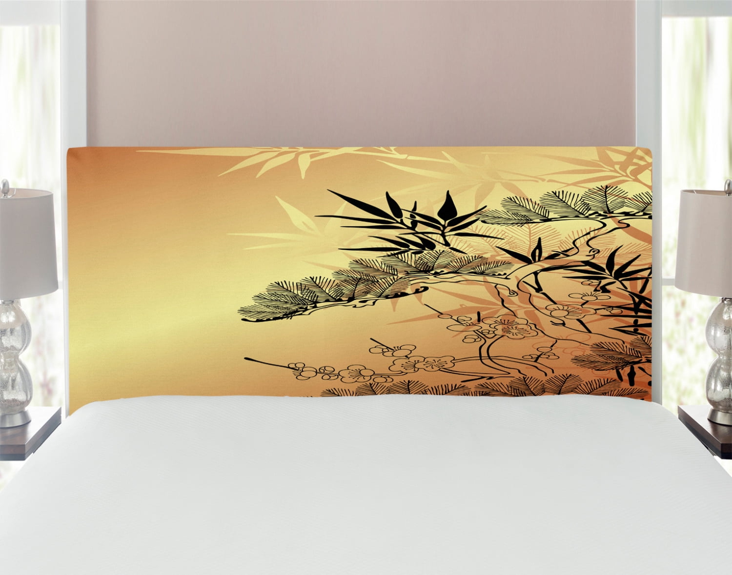 Japanese Headboard, Branches and Bamboo Motifs with Showy Fragrant ...