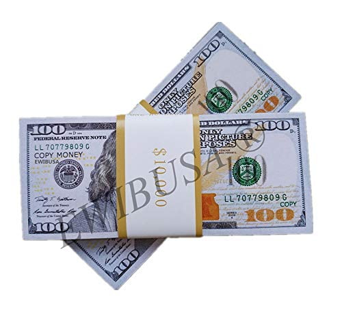Ewibusa Prop Money Pretend Total $10,000 Of $100X100 Pcs Reproduction ...