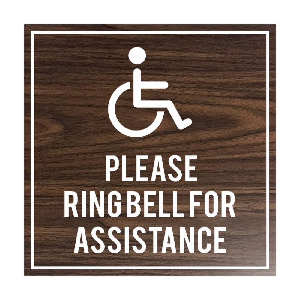 Square please ring bell for assistance Sign (Walnut) - Large - Walmart.com