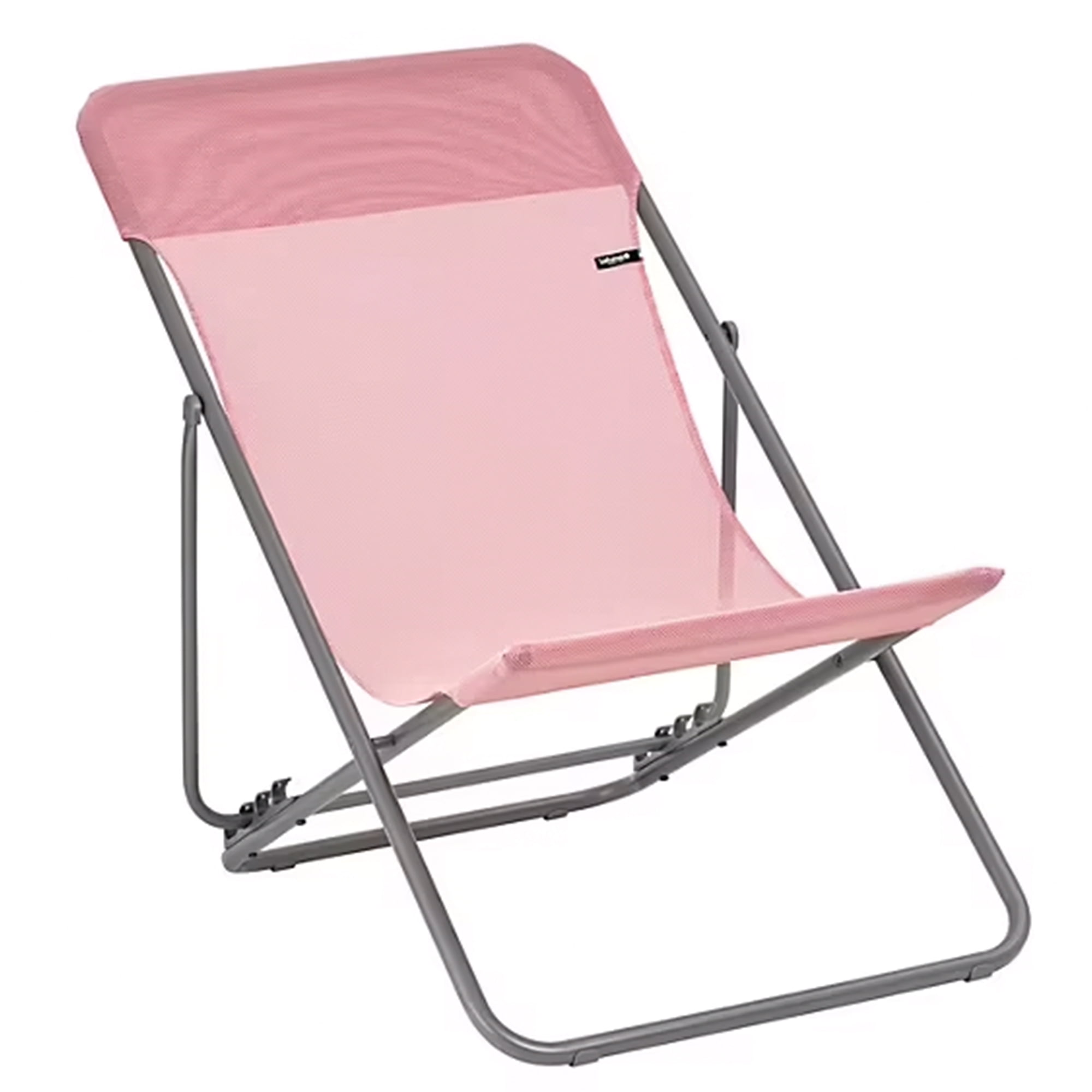 Lafuma Maxi Transat Colorblock Foldable Reclining Sling Deck Chair  Cerisier