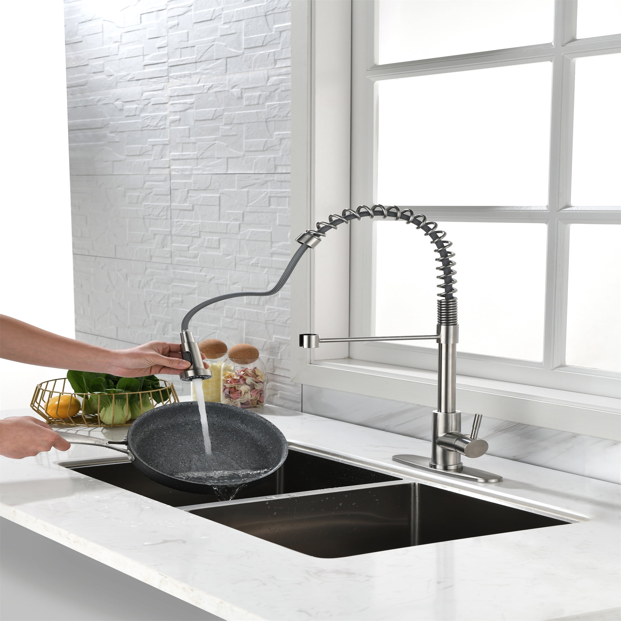 Cfowner Single Handle One Hole Kitchen Sink Faucet, Commercial Faucets ...