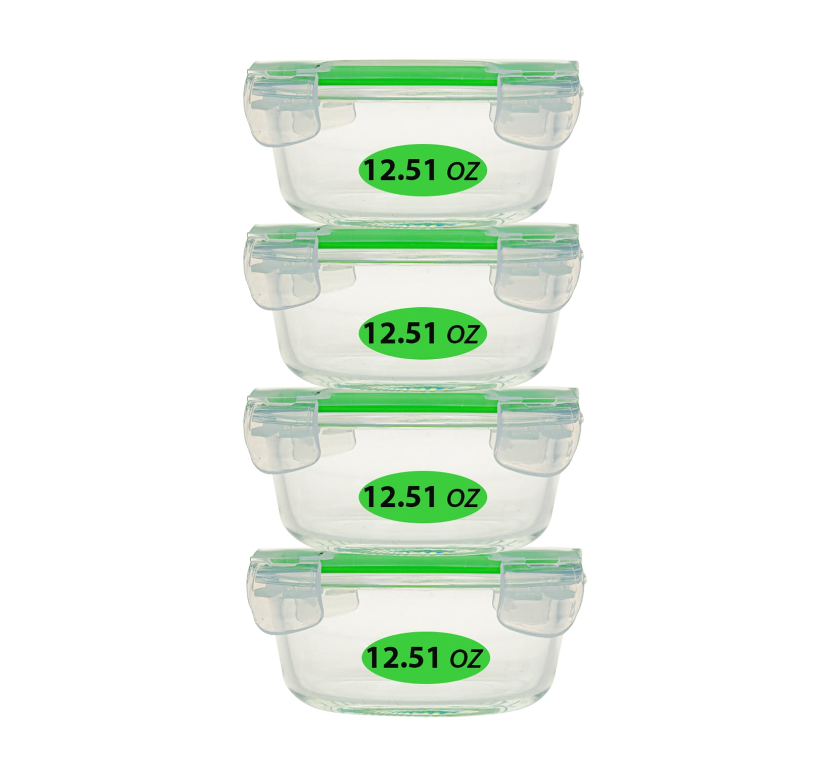 Mr. Handy Borosilicate Glass Food Container, 4 Pack, 12.5 oz, Microwave ...