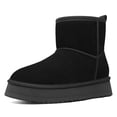 Crestar Platform Mini Boots for Women, Genuine Suede Fuzzy Ankle Snow ...