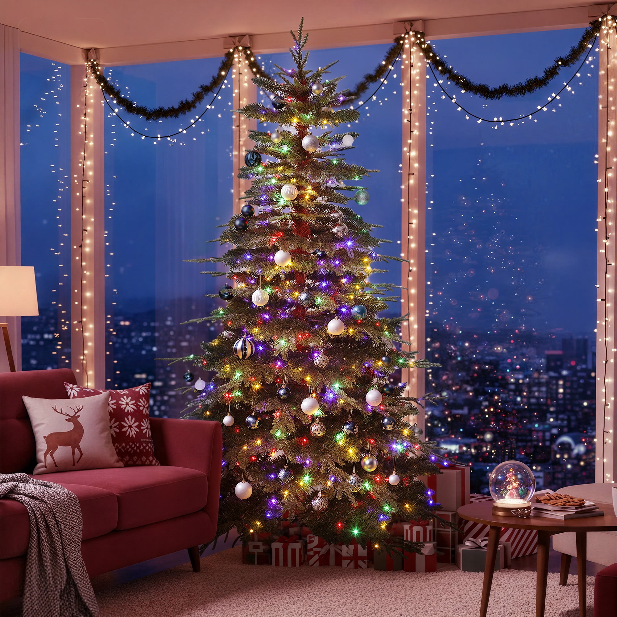 DEXTRUS 6.5 ft Pre-Lit Artificial Christmas Tree with PE ＆ PVC 900 Tips ...
