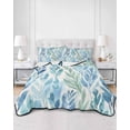 Blue Green Coral Quilts Bedding Set Queen Size Vintage Watercolor ...