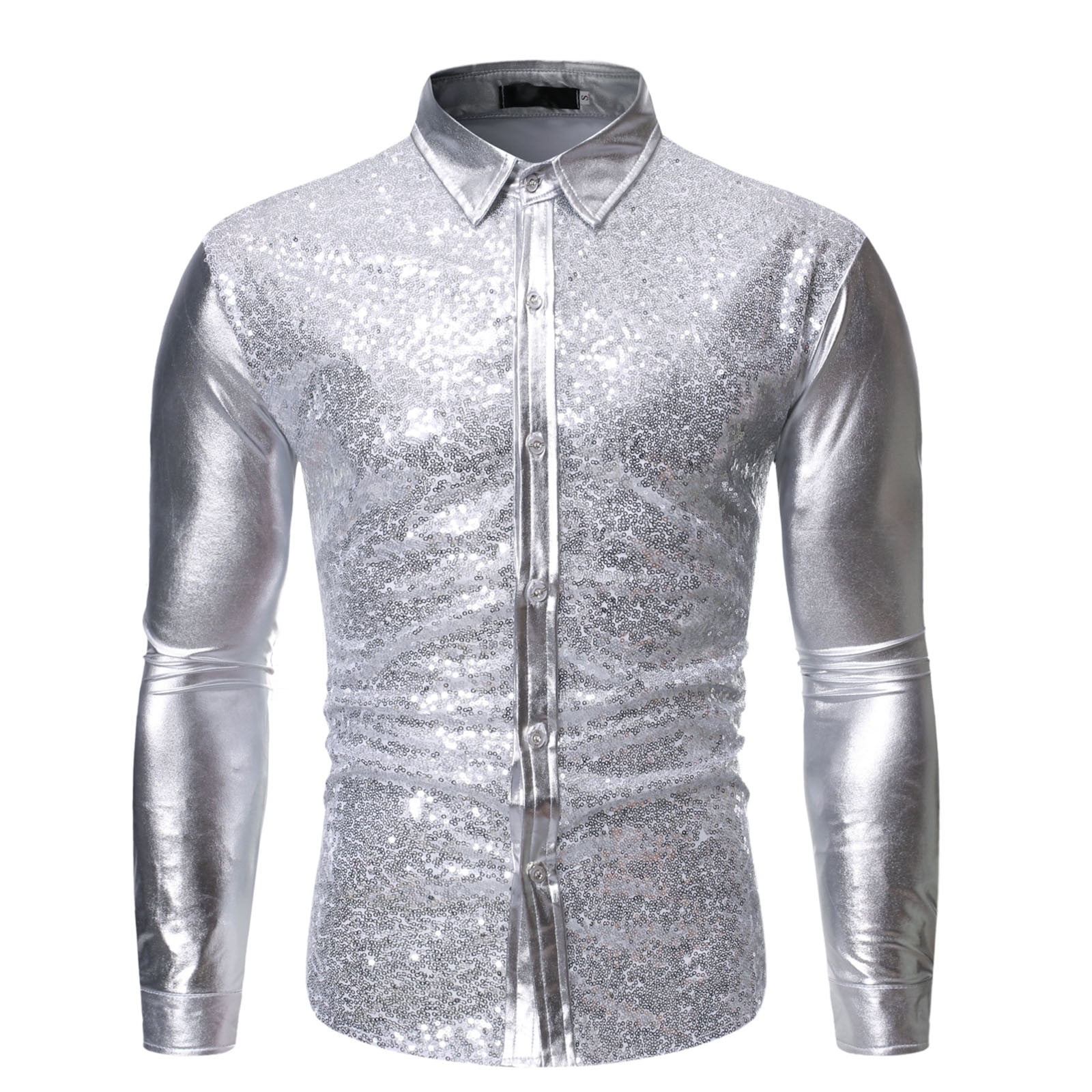 Click here for Meichang Mens Sequin Dress Shirt Regular Fit Cotto... prices