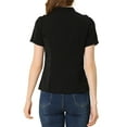 Allegra K Womens Tie Neck Ruffle Mesh Panel Semi Sheer Short Sleeve