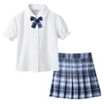 ATOGUTA Skirt Sets Girls 2 Piece Outfits Button Down Shirts and Pleated ...