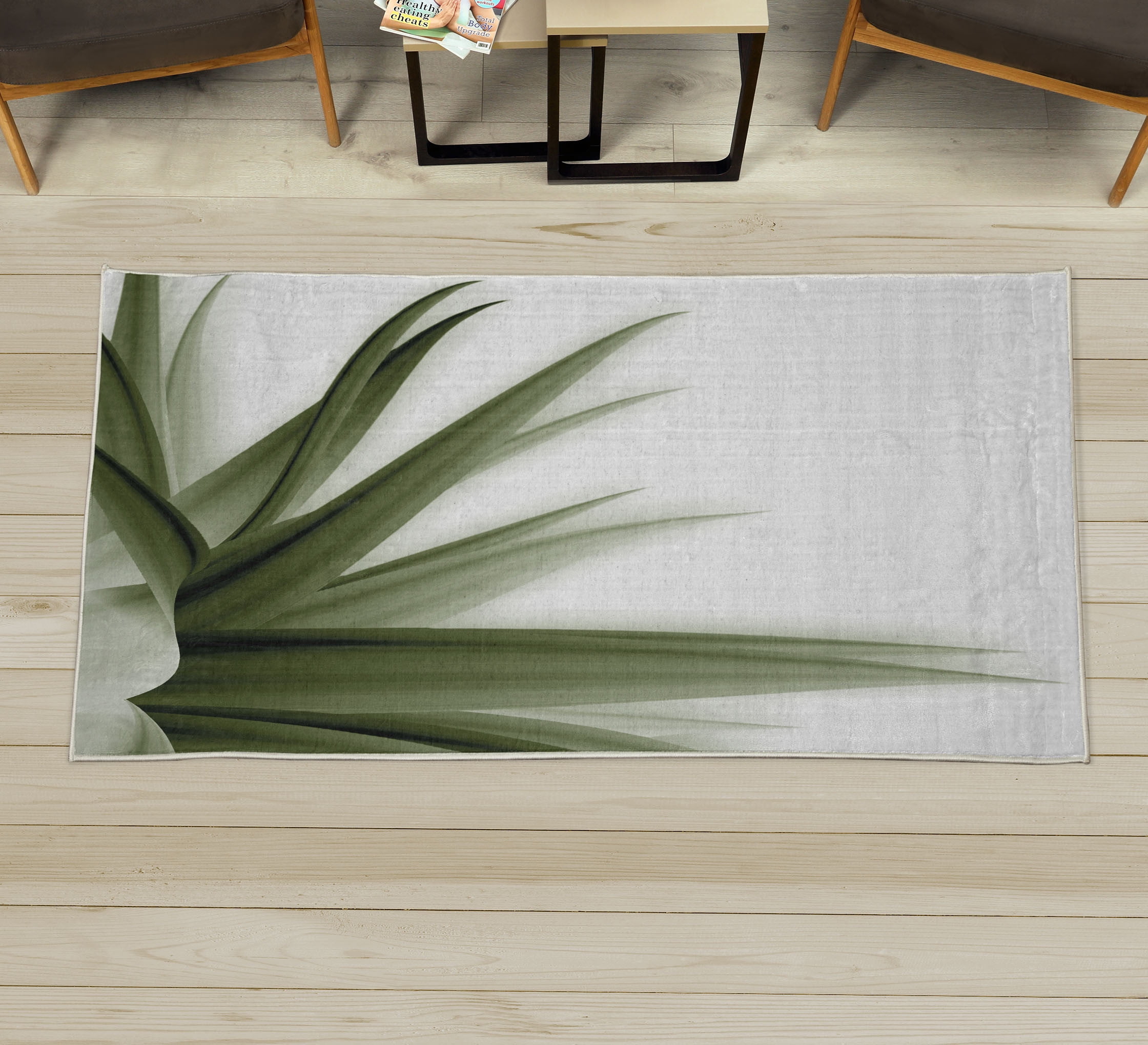 Flower Decorative Rug, Ombre Color Change Style Leaves Water Colored ...