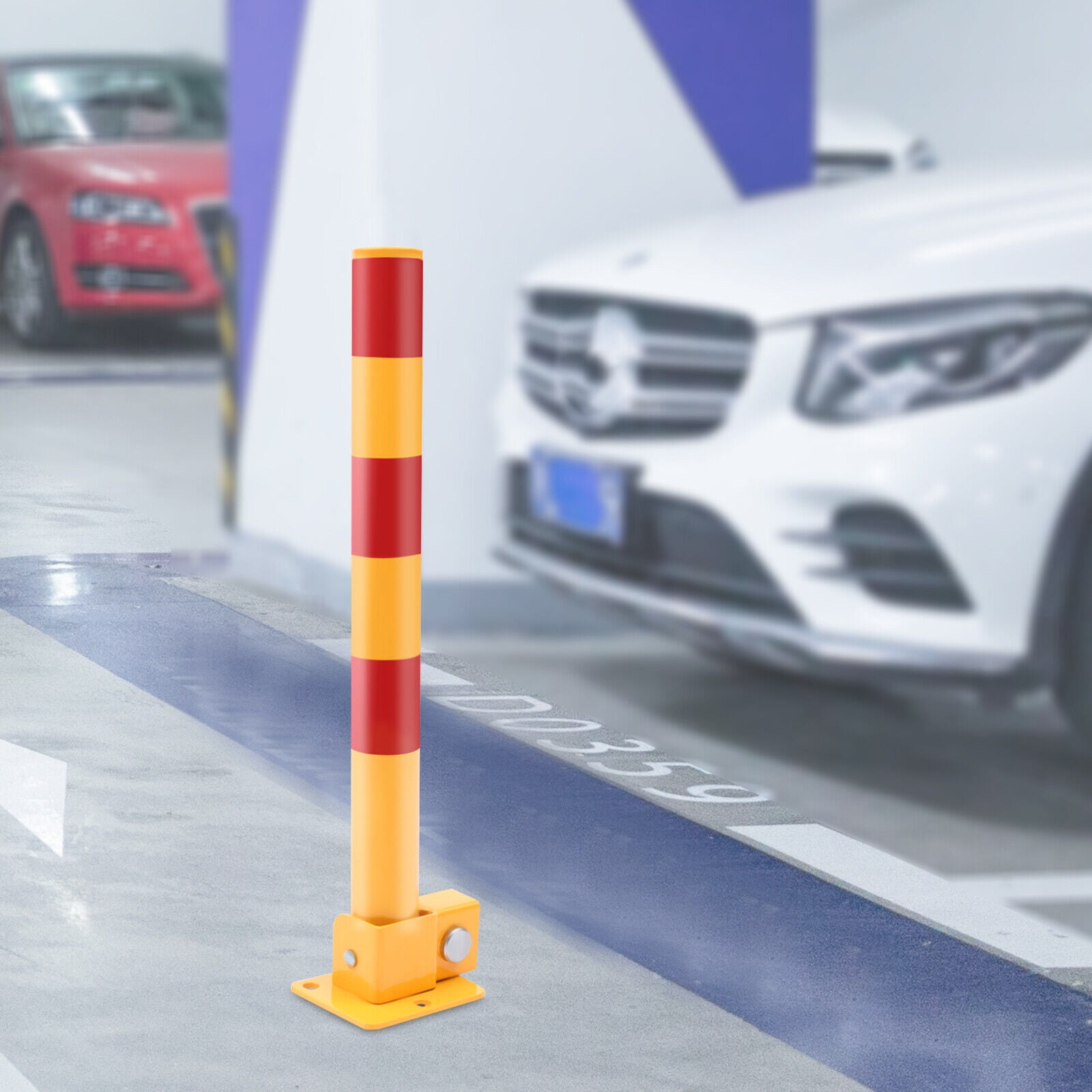 Fichiouy Parking Post Safety Bollard Yellow Red Q195 Iron Pipe Barrier ...