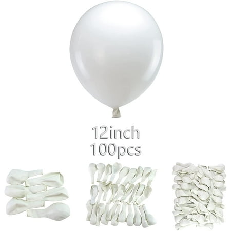 12 inch White Balloon helium latex balloon, a pack of 100 white ...