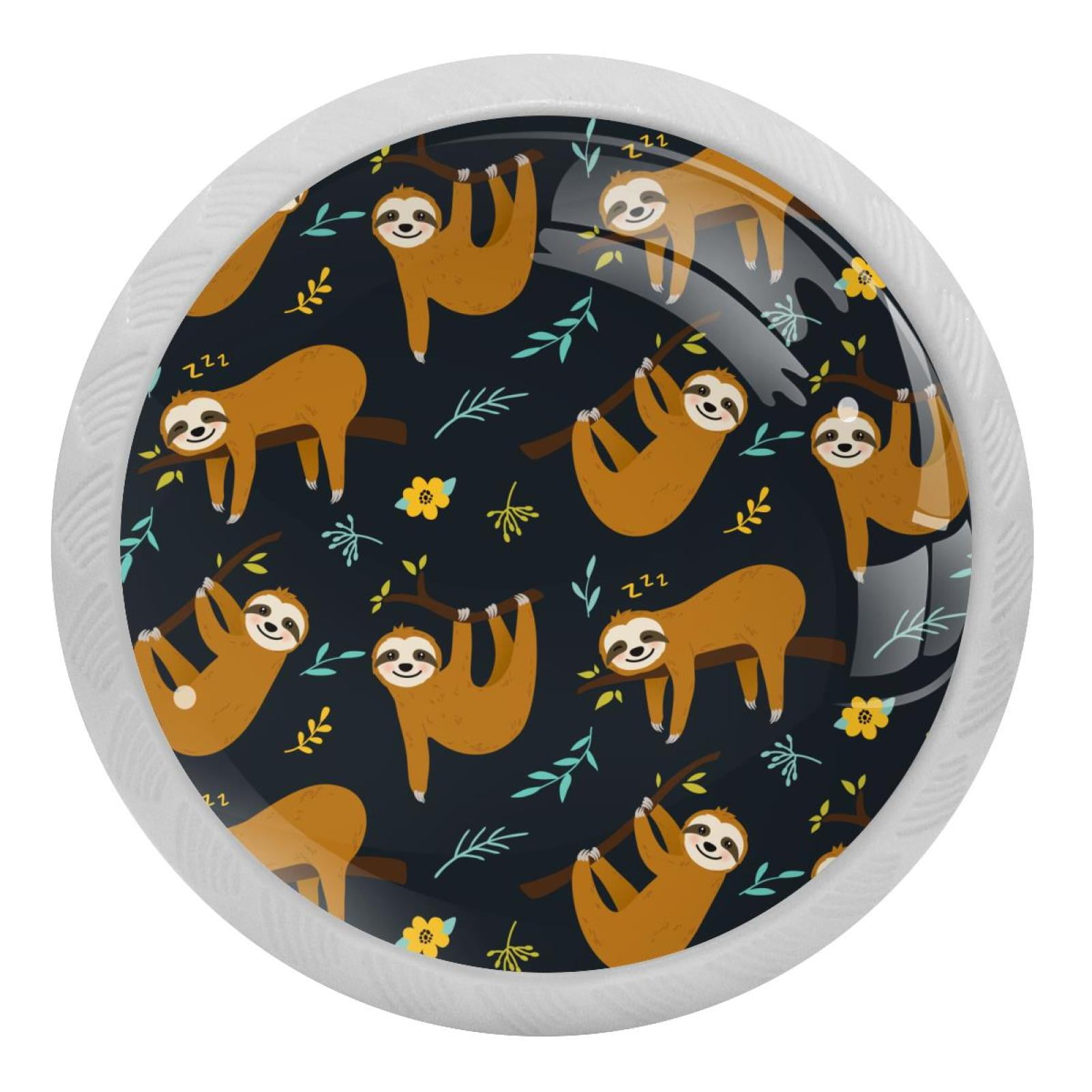 4PCS Round Sloth Hanging Cabinet Fluorescence Knob Glowing in the Dark ...