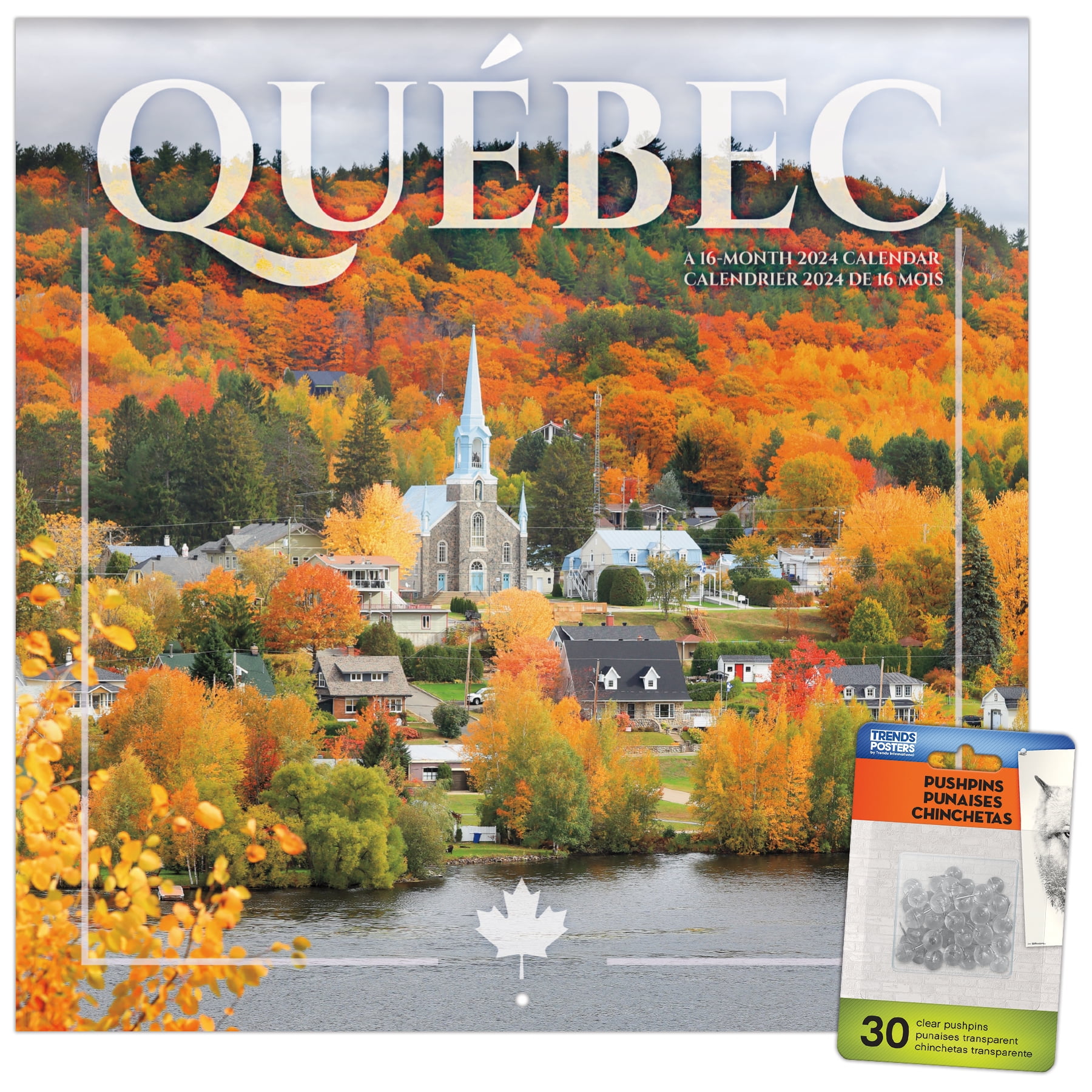 Trends International 2024 Quebec Wall Calendar & Push Pins - Walmart.com