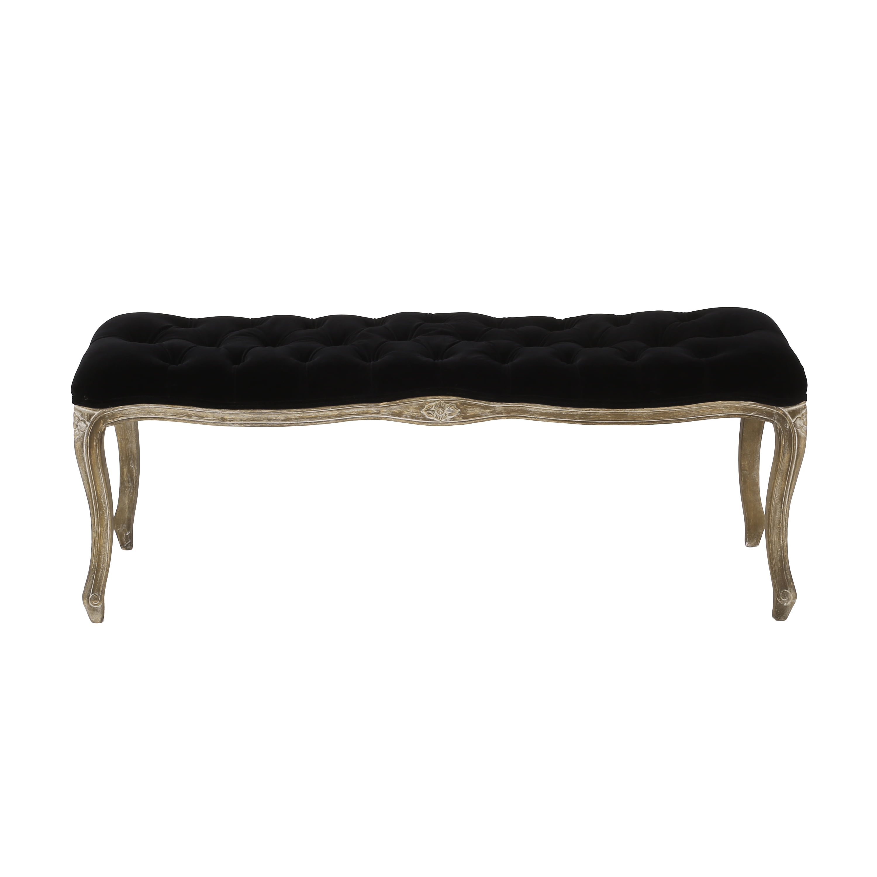 GDF Studio Jamison French Country Tufted Bench, Natural and Black ...