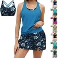 AHTJRT Women's 3 Piece Tankini Sets Tank Tops Strappy Crossback ...