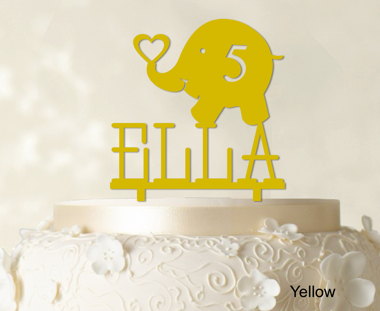 "Custom Birthday Cake Topper Personalized Yellow Cake Topper Color ...