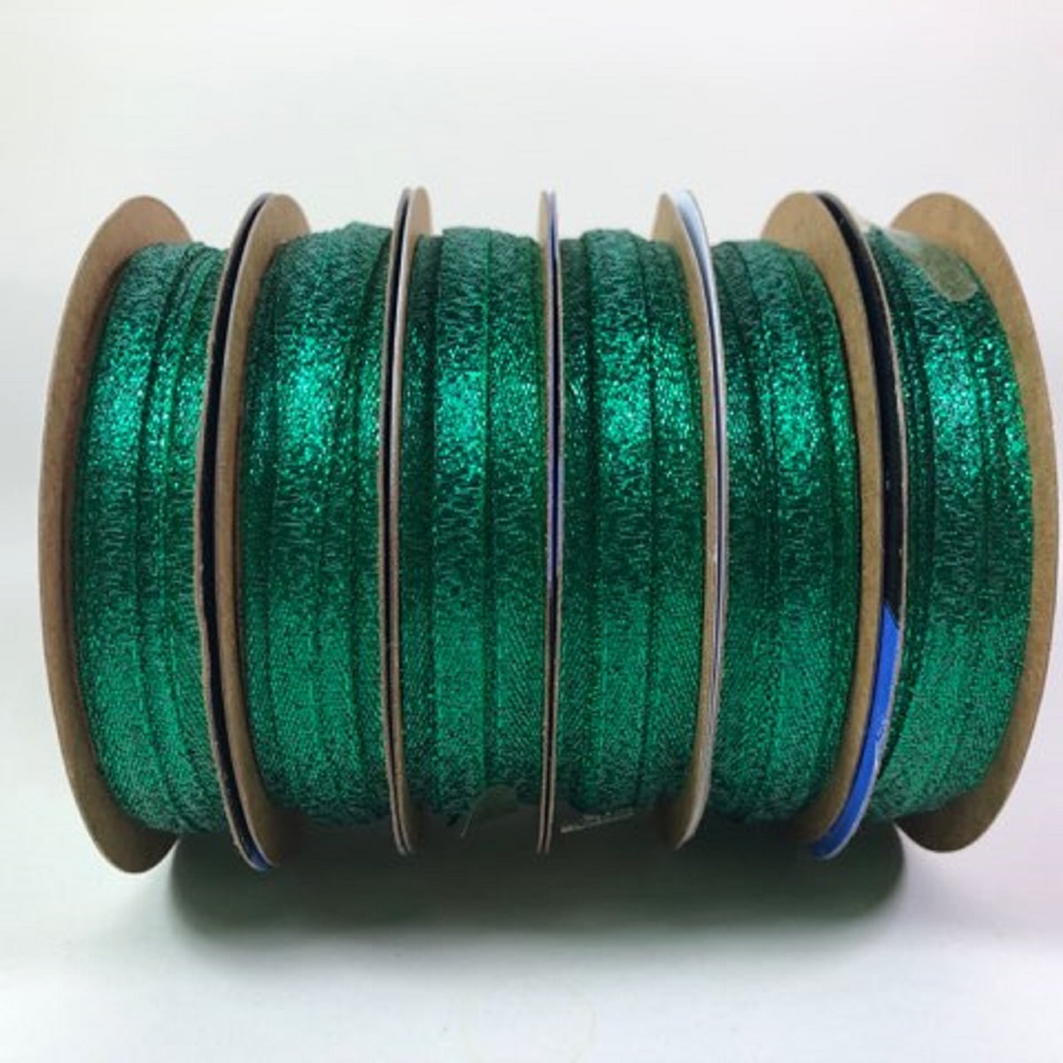 Offray Ribbon Metallic Polyester Green L: 5yds, 4.57m W: 1/4", 7mm 24 ...